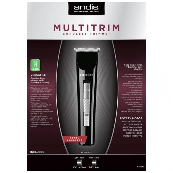 Andis Multitrim Cordless Trimmer Black – Finishing Touch Body Hair And ...